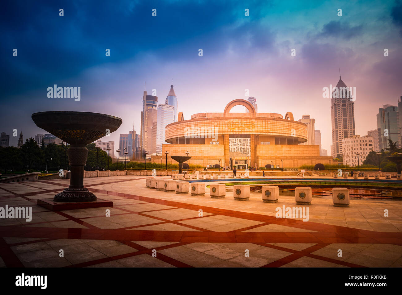 Shanghai downtown at day time, with Shanghai Museum background Stock ...