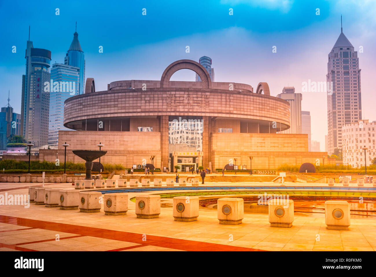 Shanghai downtown at day time, with Shanghai Museum background Stock ...