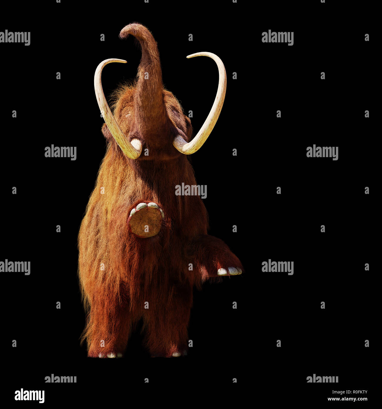 woolly mammoth standing on two legs, extinct prehistoric animal ...
