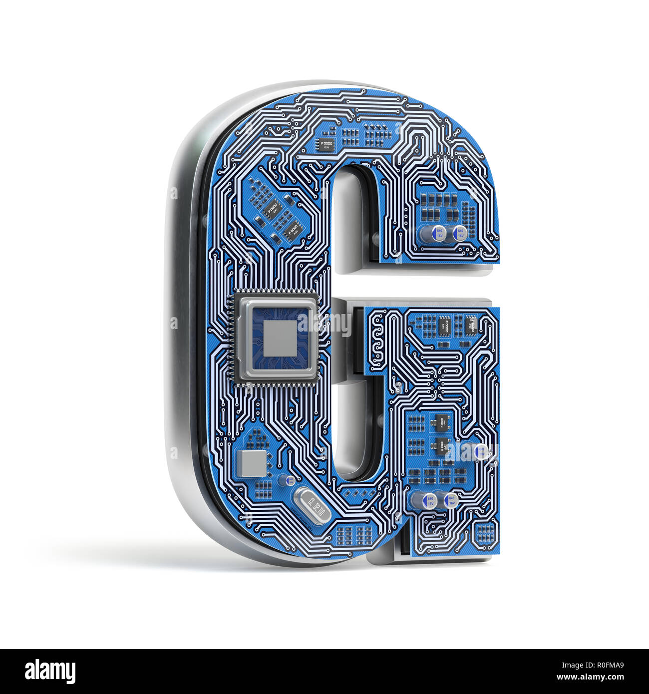 Letter G. Alphabet in circuit board style. Digital hi-tech letter ...