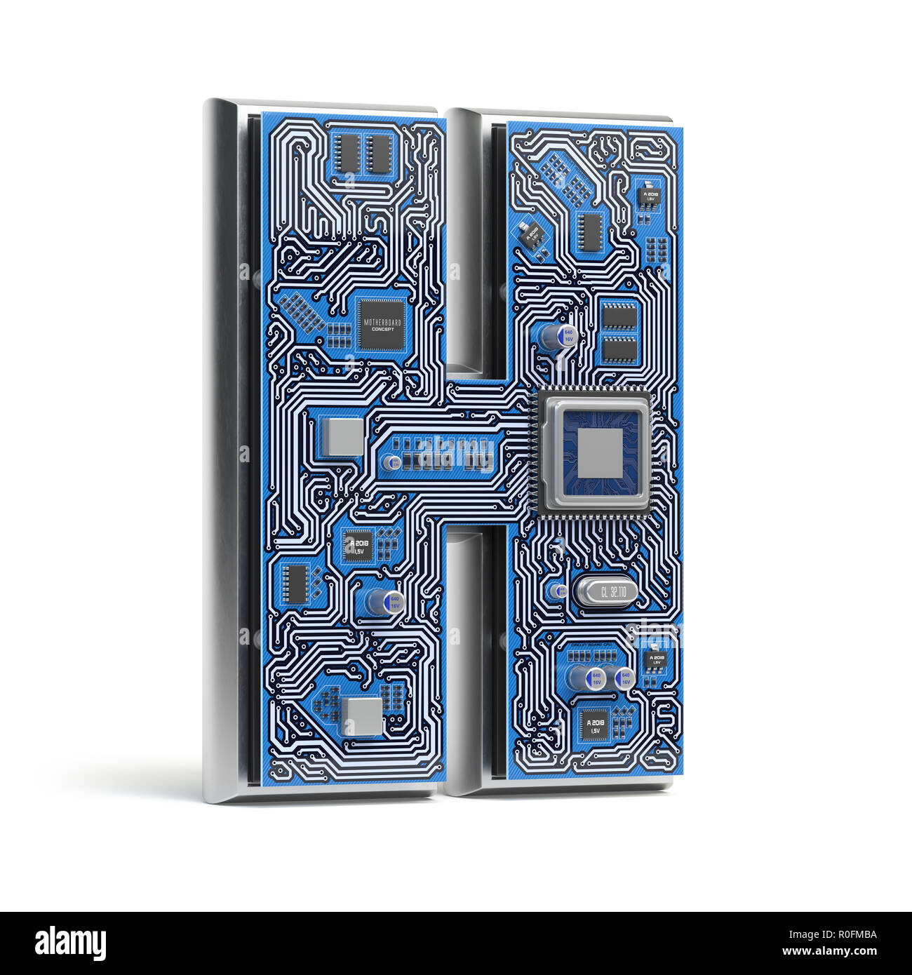 Letter H. Alphabet in circuit board style. Digital hi-tech letter ...