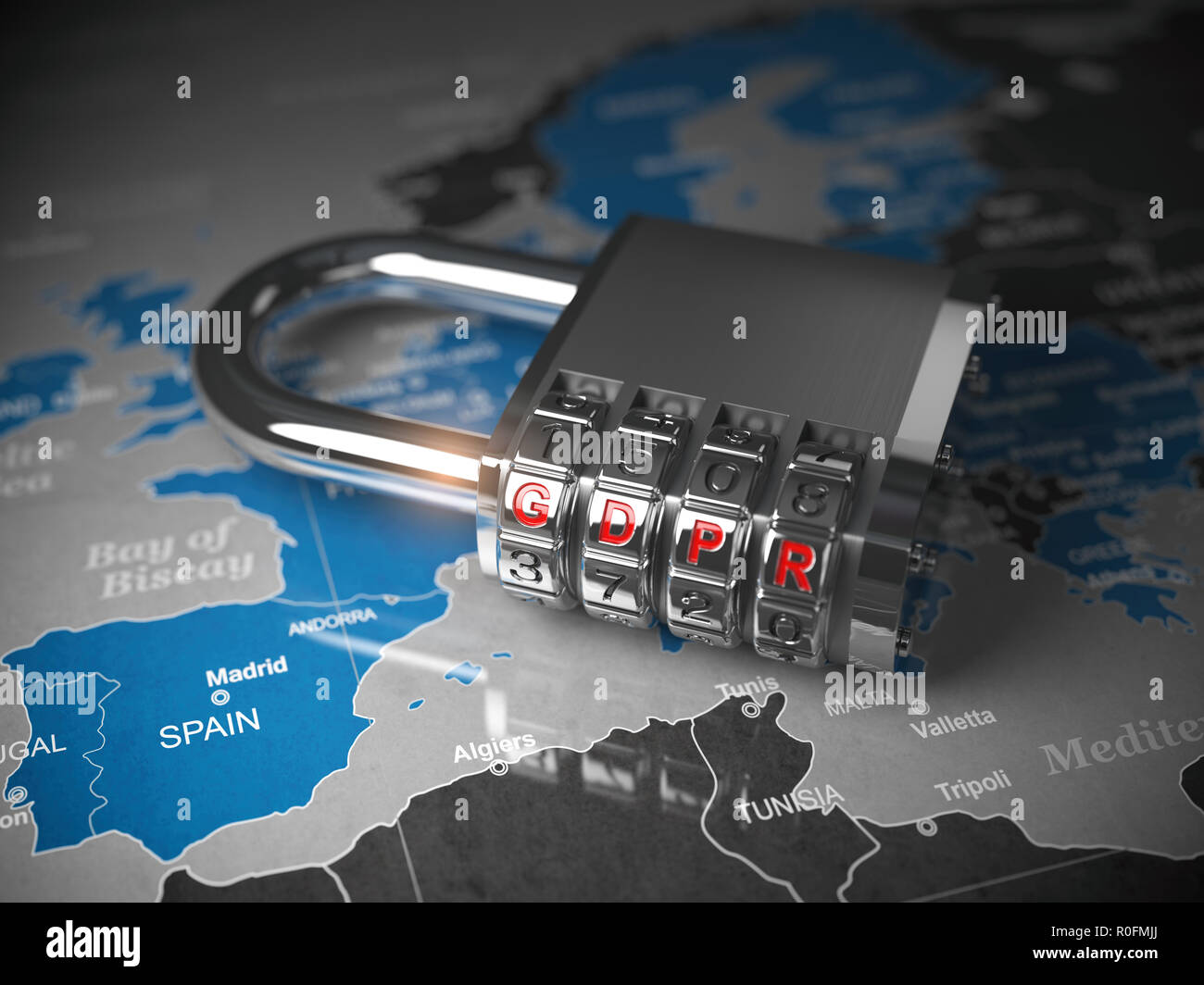 GDPR UE General Data Protection Regulation concept. Padlock with GDPR ...