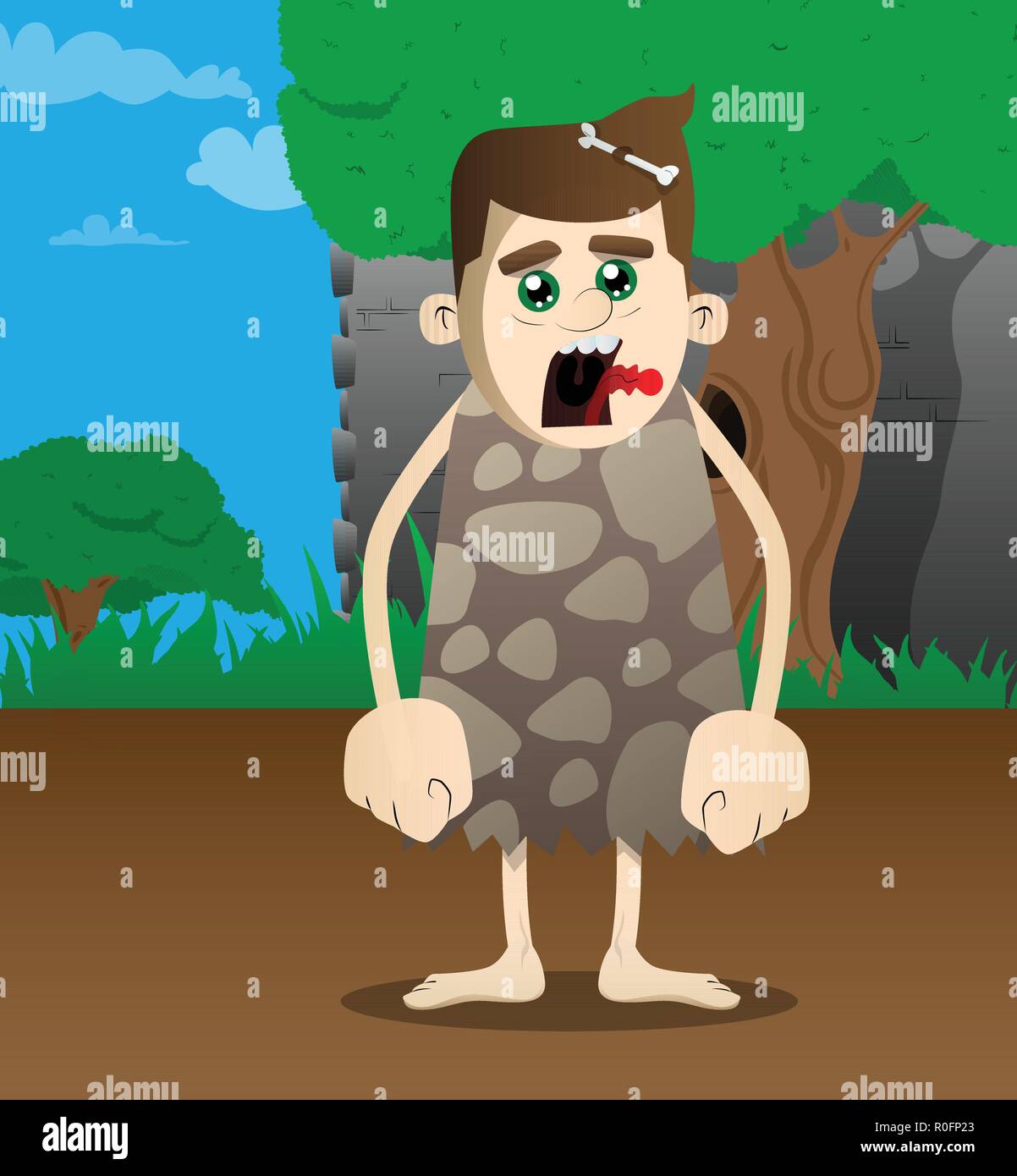 Vector Illustration Cartoon Caveman High Resolution Stock Photography ...