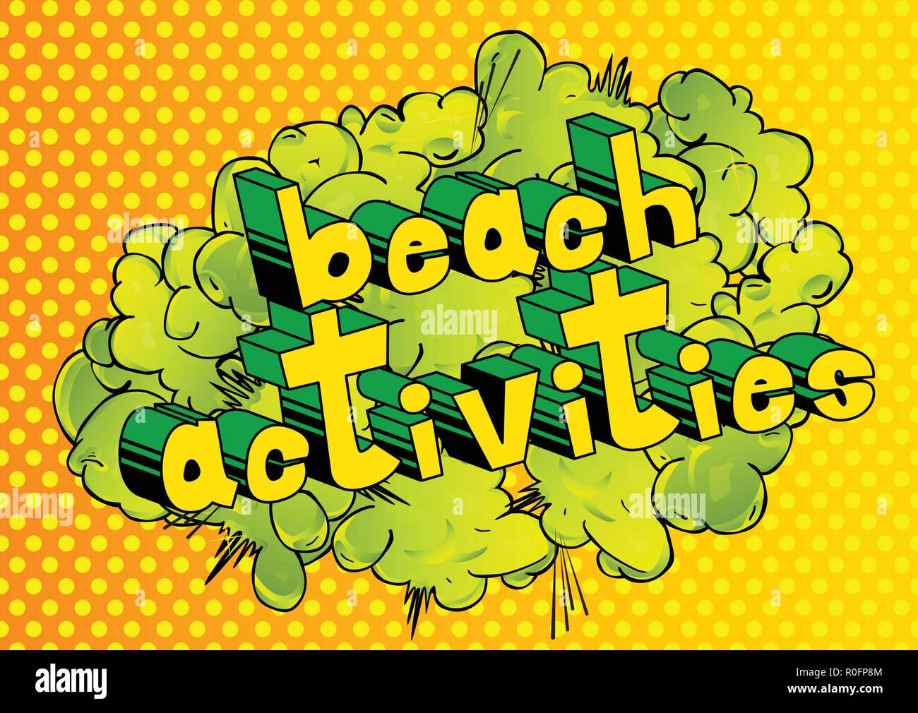 Beach Activities - Vector illustrated comic book style phrase Stock ...