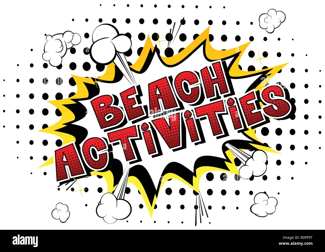 Beach Activities - Vector illustrated comic book style phrase Stock ...