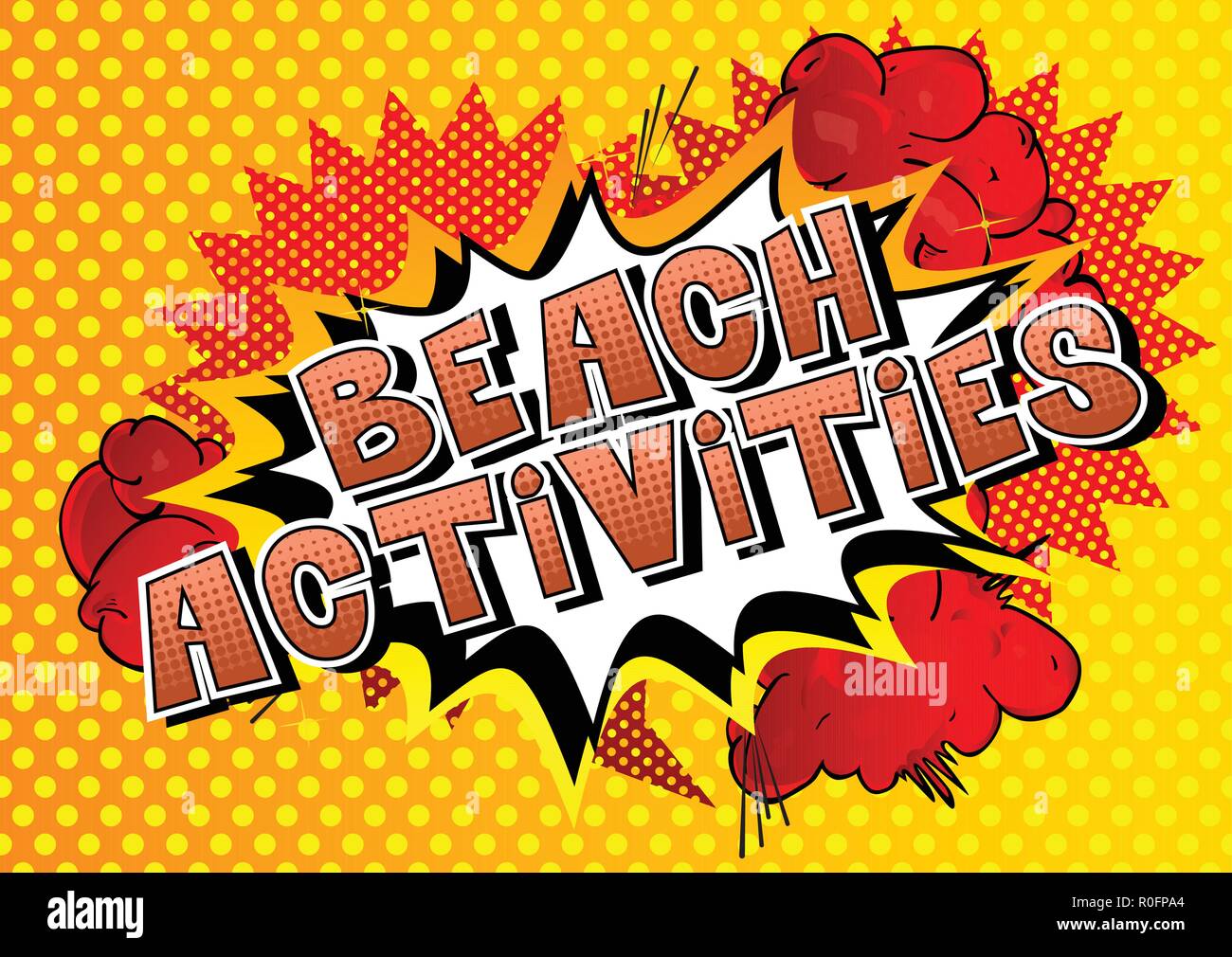 Beach Activities - Vector illustrated comic book style phrase Stock ...
