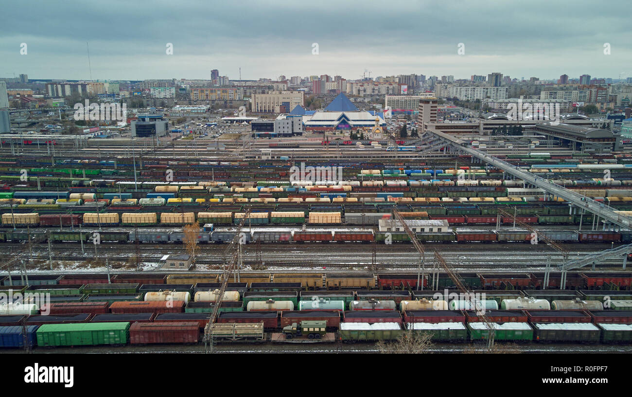 freight cars at the station Stock Photo - Alamy
