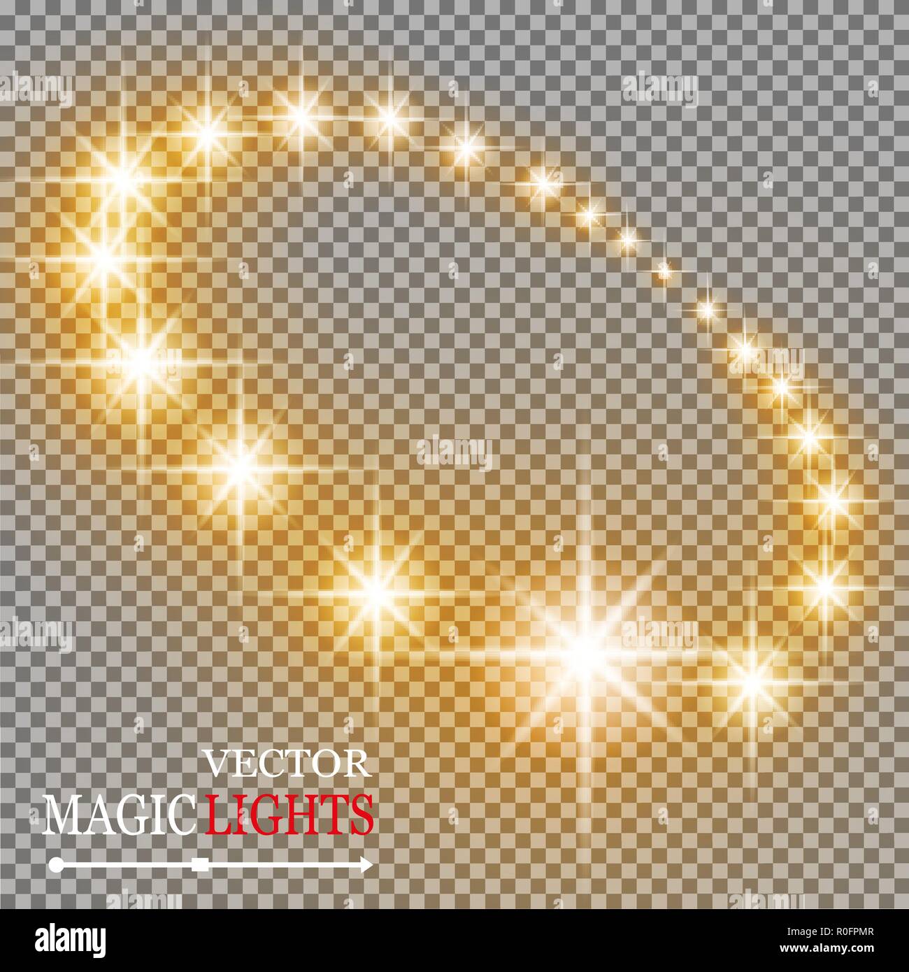 Set of golden glowing lights effects isolated on transparent background ... Set of golden glowing lights effects isolated on transparent background ...