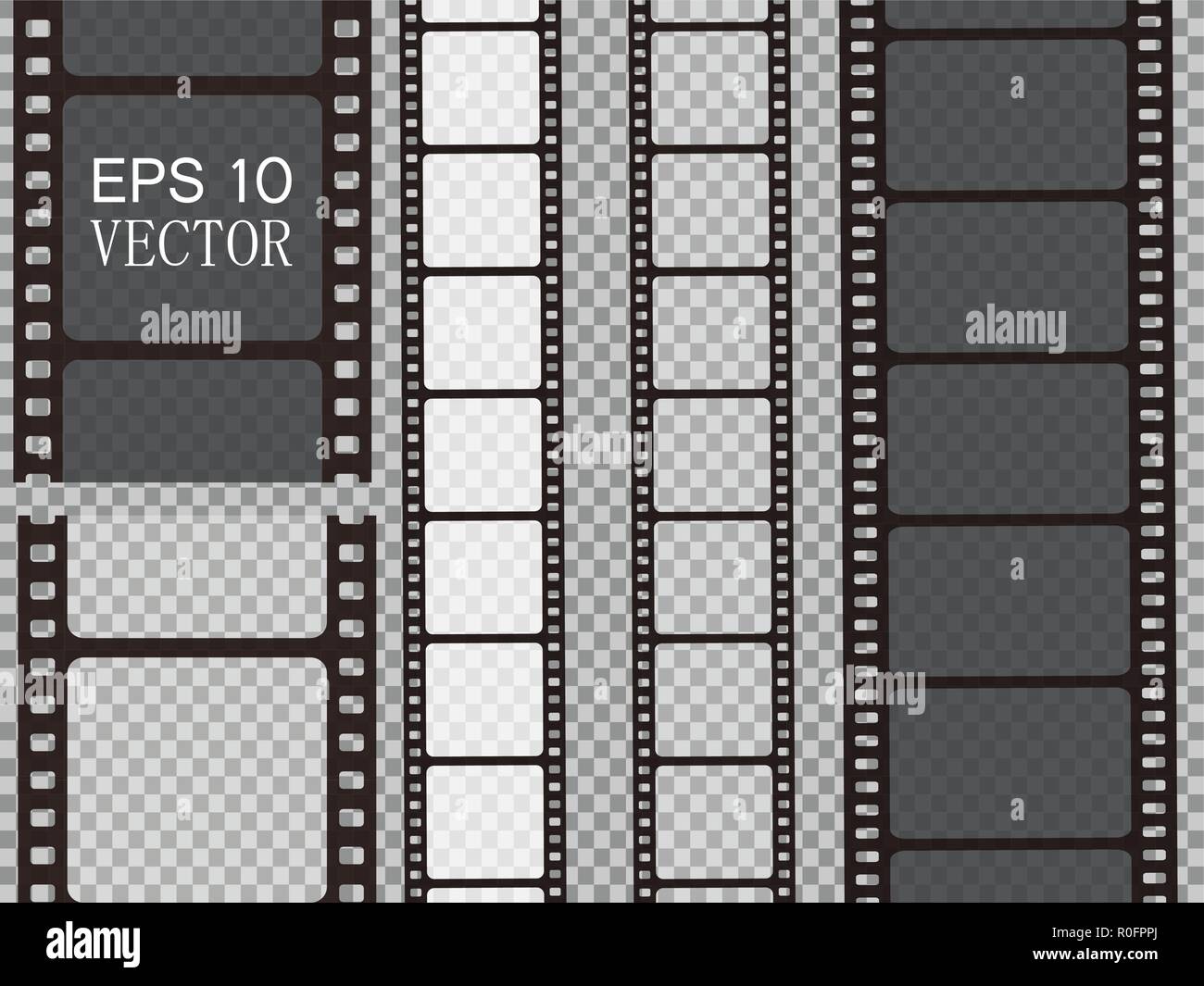 Set of vector film strip isolated on transparent background Stock ...