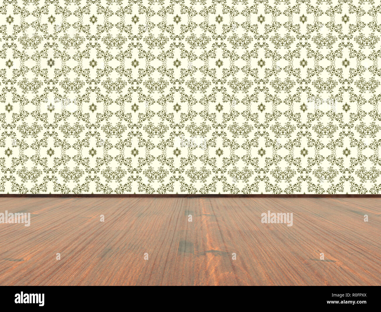 Wall with vintage wallpapers. 3D rendering Stock Photo - Alamy