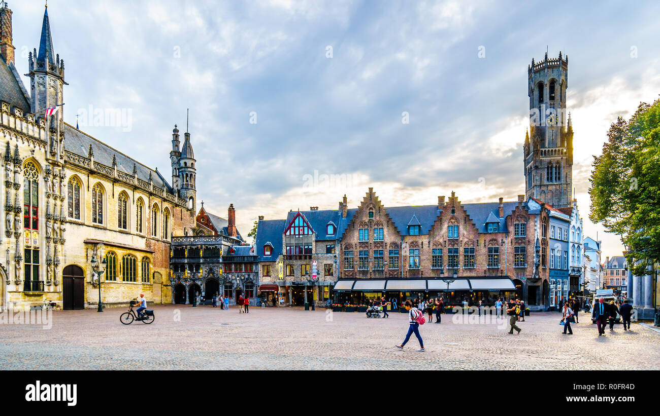 Historic buildings of the Town Hall and Basilica of the Holy Blood on ...