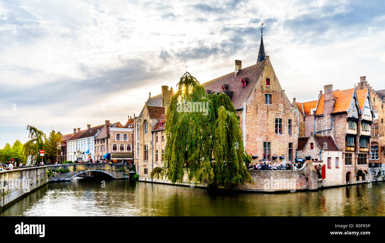Historic buildings as viewed from the Dijver Canal in the famous and ...