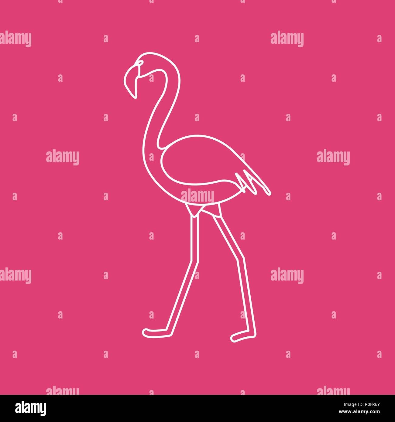 Vector illustration with Flamingo bird. Design for poster or print ...