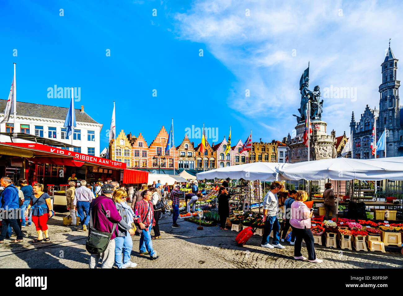 Open air market at the central Markt (Market Square) in the heart of ...