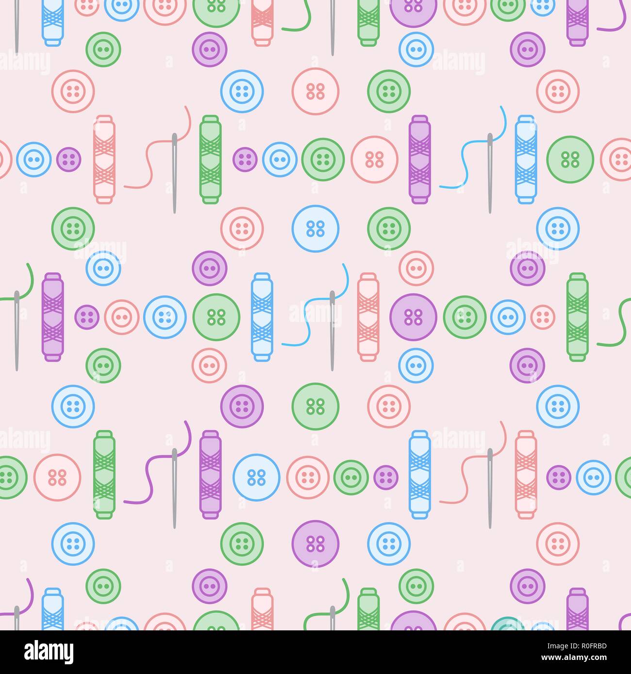 Seamless pattern with needles, buttons, threads. Sewing and needlework ...