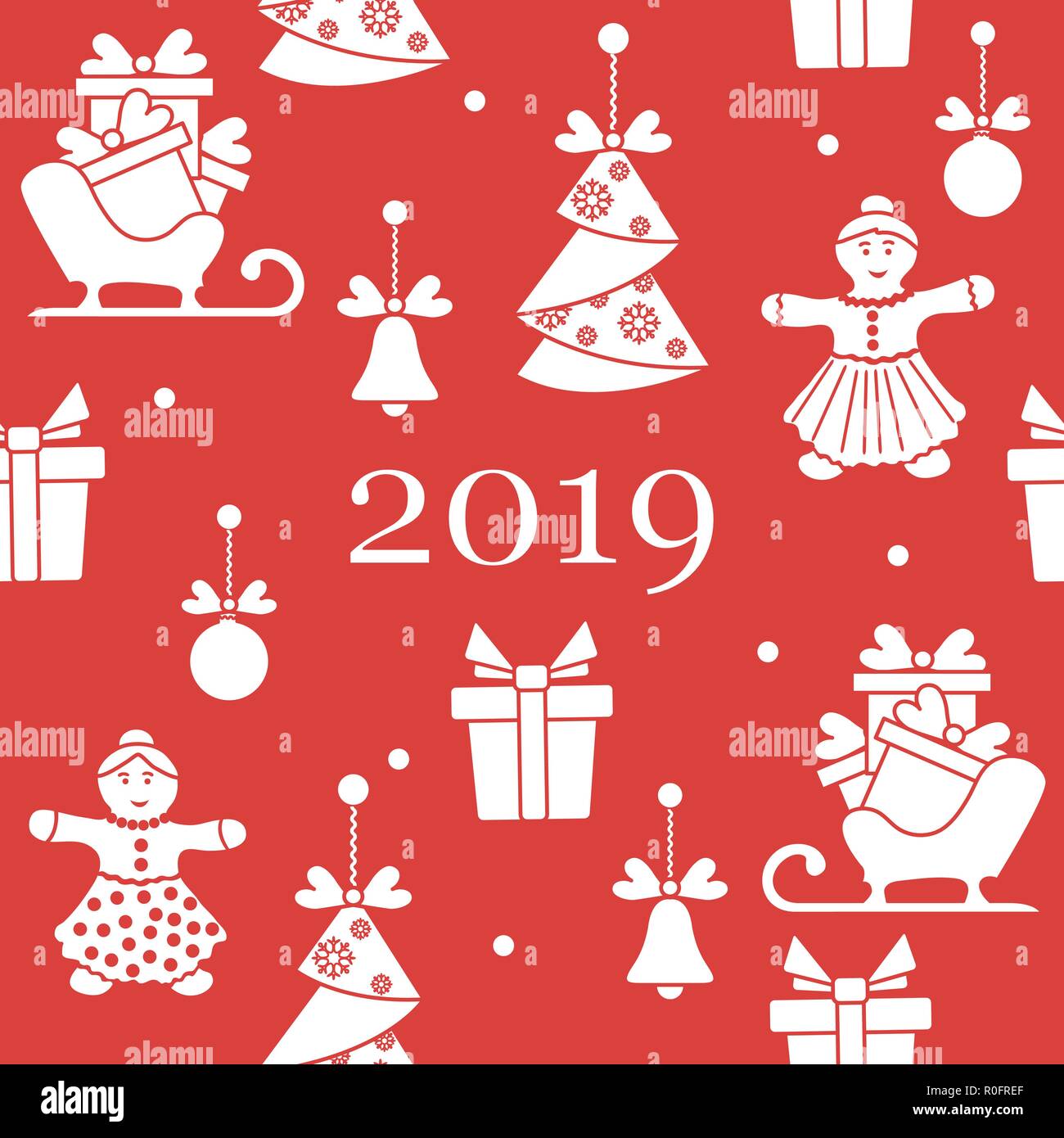 Seamless pattern with christmas and new year symbols. Christmas trees ...