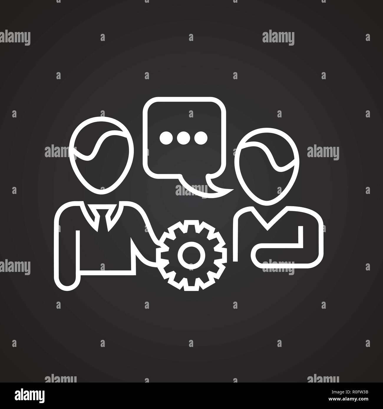 Call center technical support conversation thin line on black ...