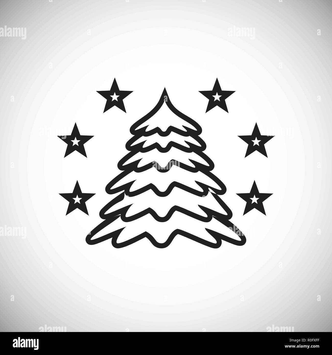Christmas tree with stars thin line on white background Stock Vector ...