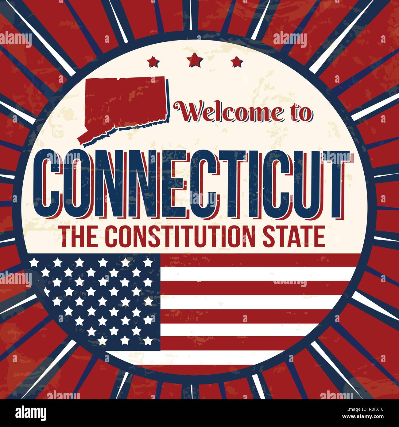 Welcome to Connecticut vintage grunge poster, vector illustrator Stock ...