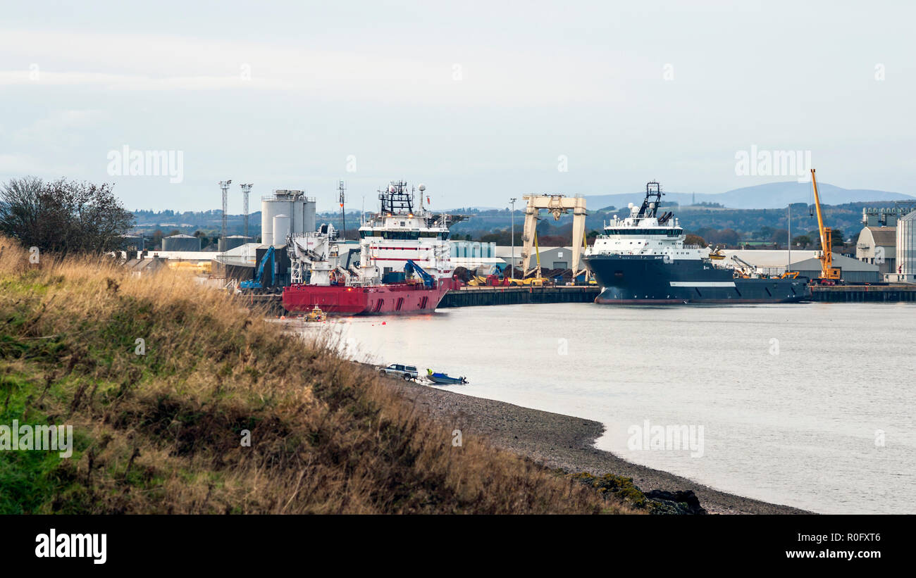 Montrose Port, Montrose, Angus, Scotland, UK.,and River South Esk ...