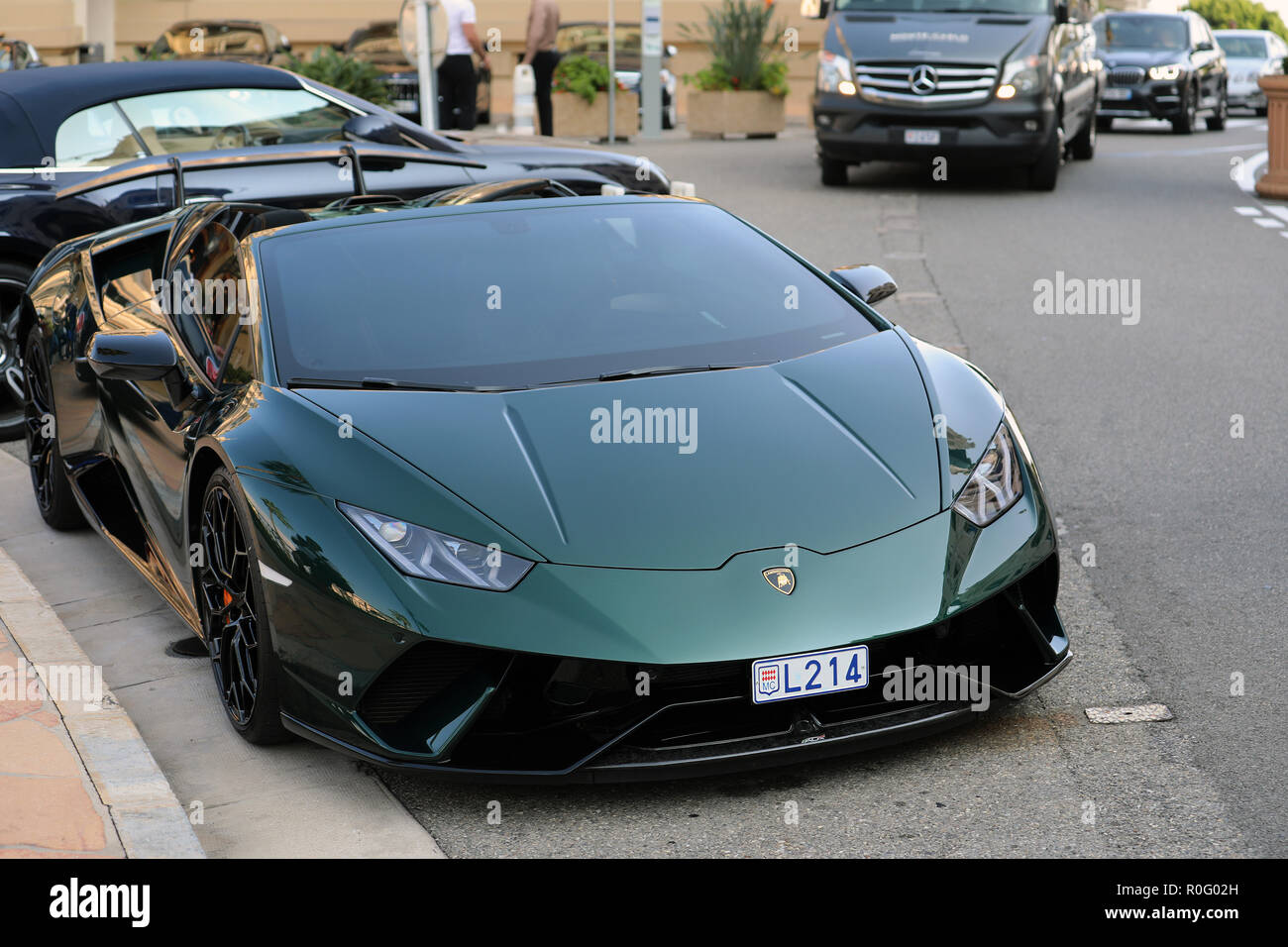 Monte-Carlo, Monaco - September 19 2018: Luxury Green Lamborghini ...