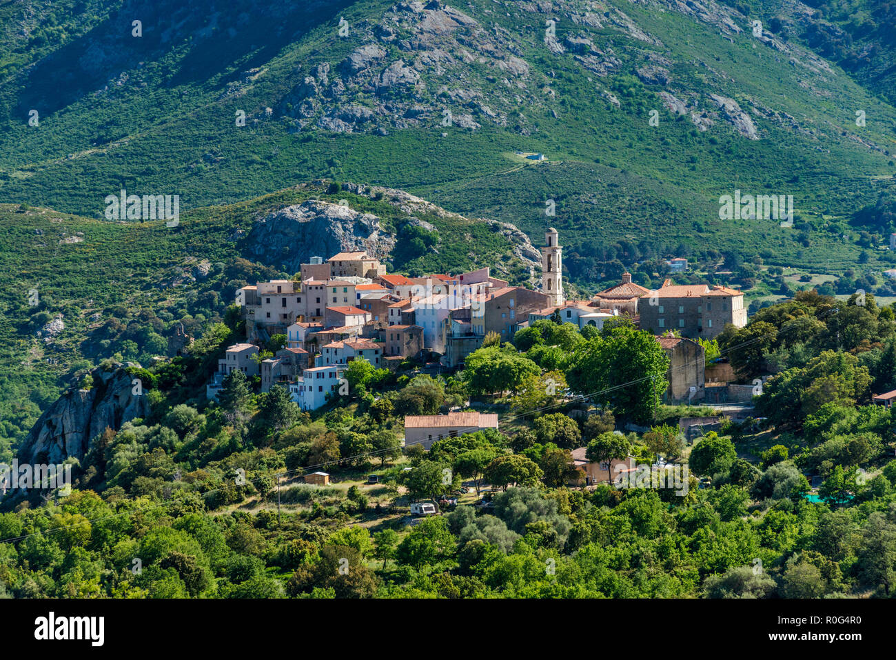 Hill town of Montemaggiore, part of Montegrosso commune, Balagne region ...