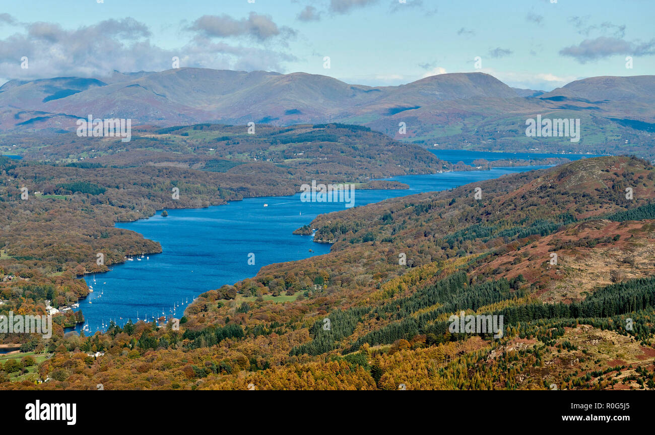 An aerial view of Lake Windermere, Lake District National Park, North ...