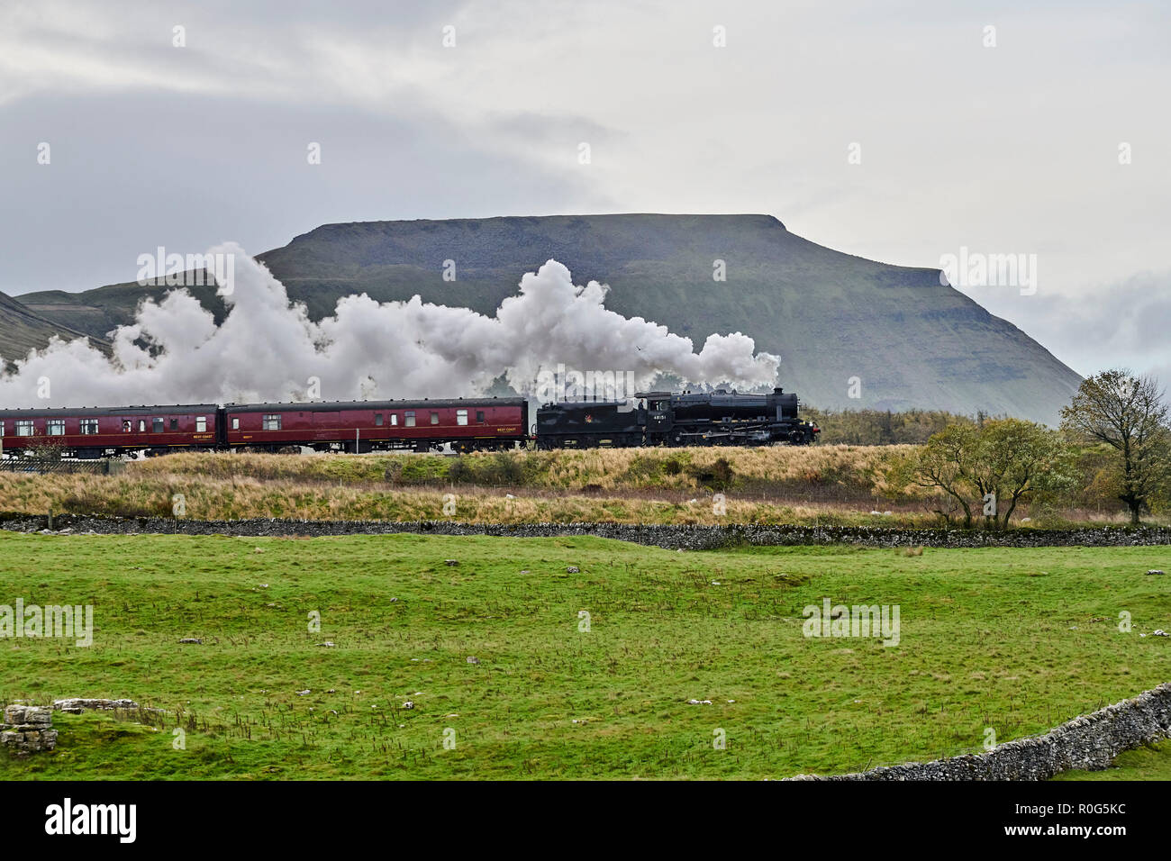 Preserved steam hauled train on the Settle & Carlisle Railway line ...