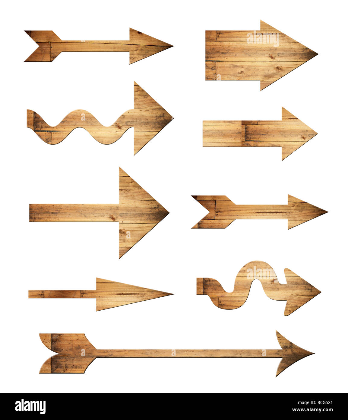 Arrow Wood Set isolated on white background Stock Photo - Alamy