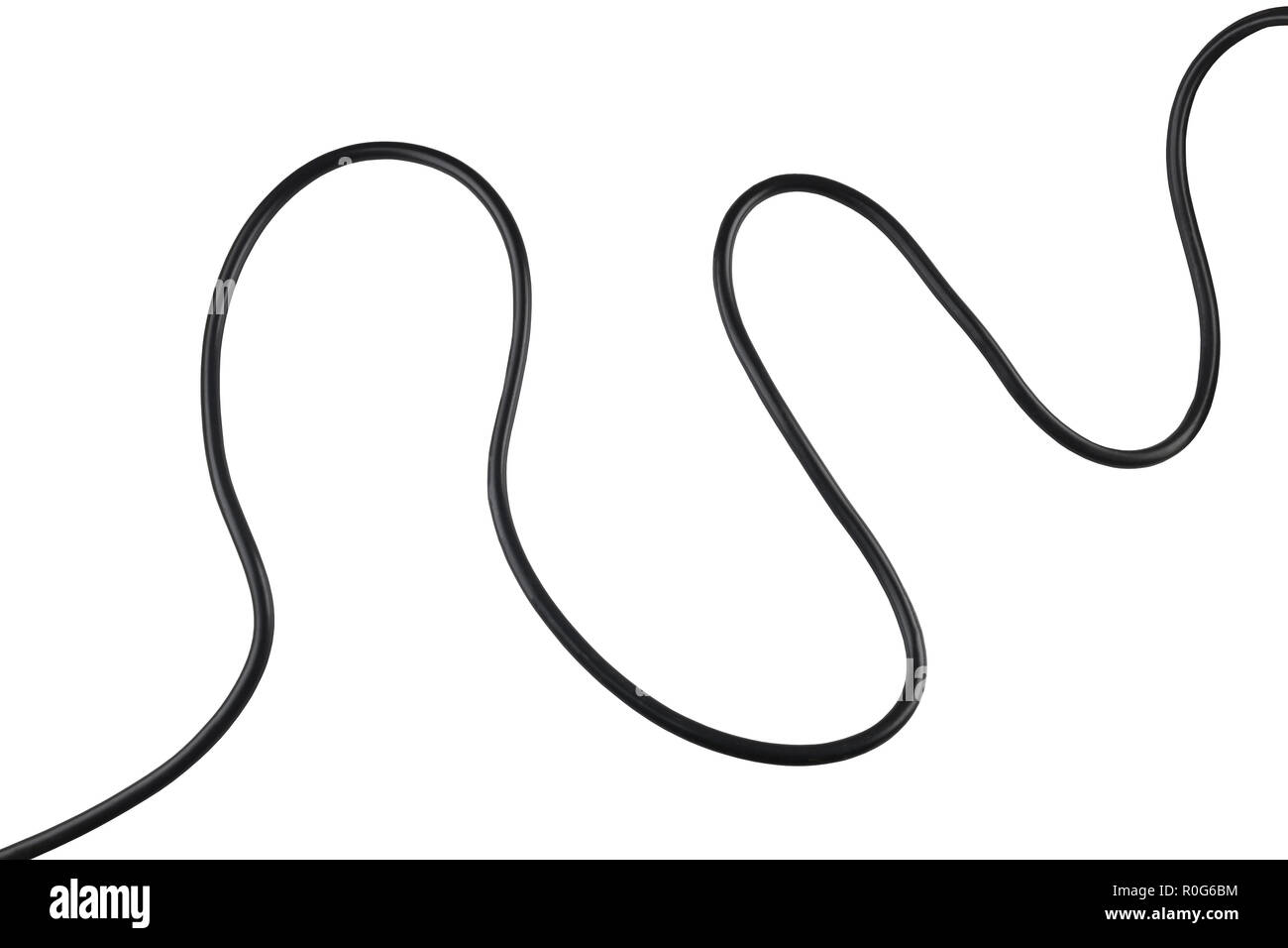 Black power cable line isolated on white background and have clipping ...