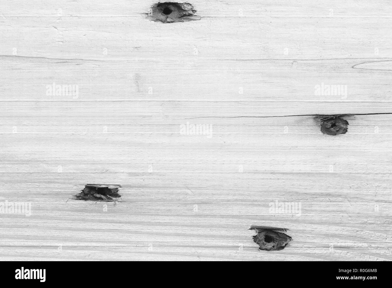 White wood floor background with tack holes for design in your work ...