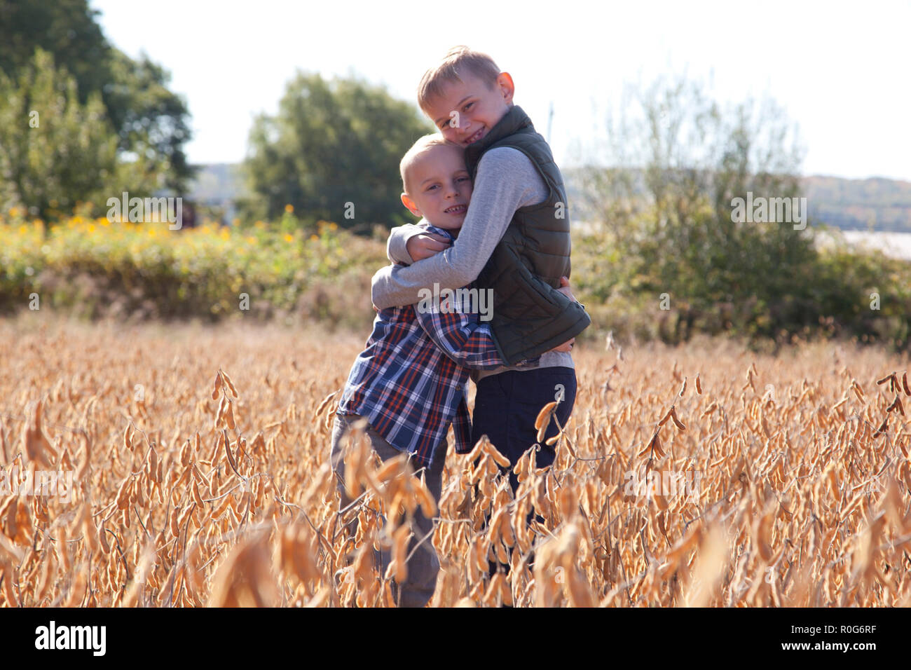Two brothers hugging portrait hi-res stock photography and images - Alamy
