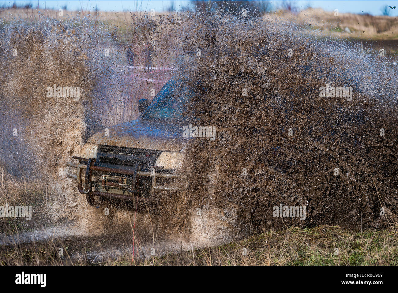 Off road car overcomes the track Stock Photo - Alamy