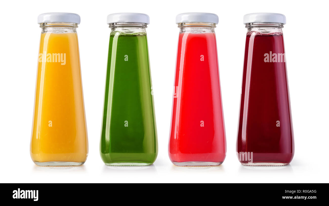 juice bottles isolated on white with clipping path Stock Photo - Alamy
