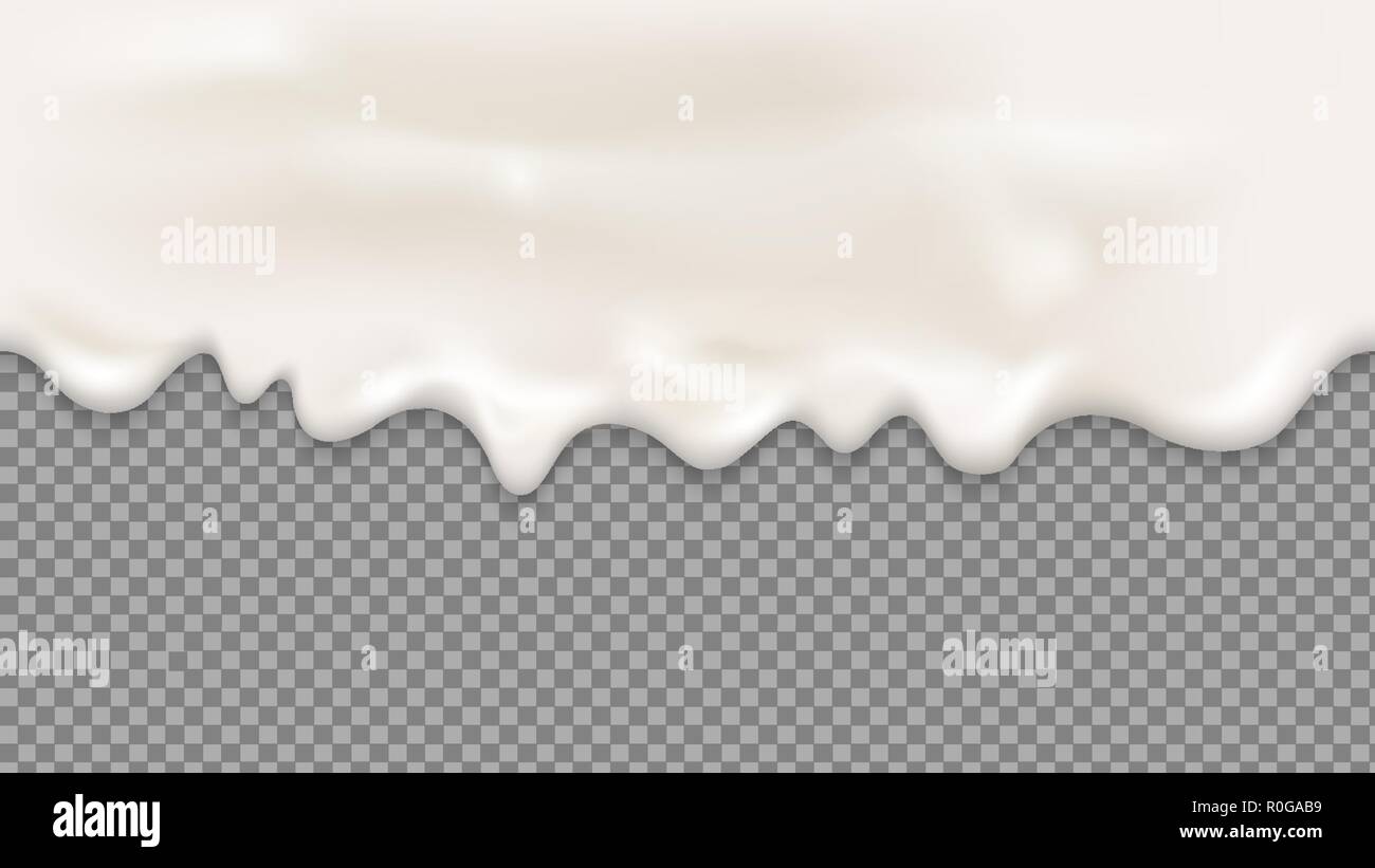 Dripping white cream or yoghurt drops. Realistic vector seamless Stock ...