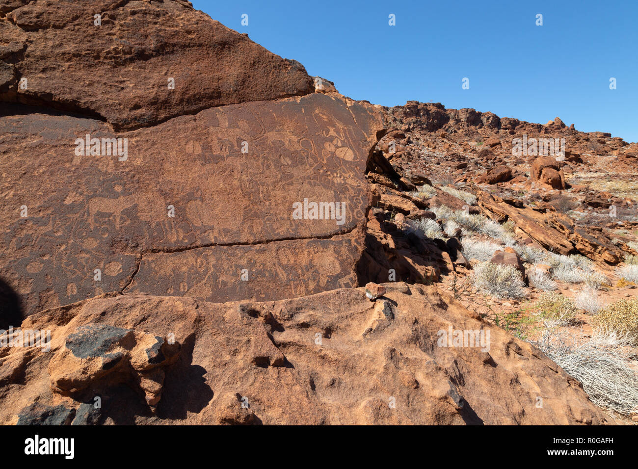 Twyfelfontein Namibia; ancient bushman rock engravings at the UNESCO ...