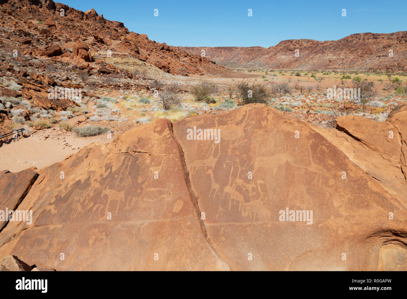 Twyfelfontein Namibia; ancient bushman rock engravings at the UNESCO ...