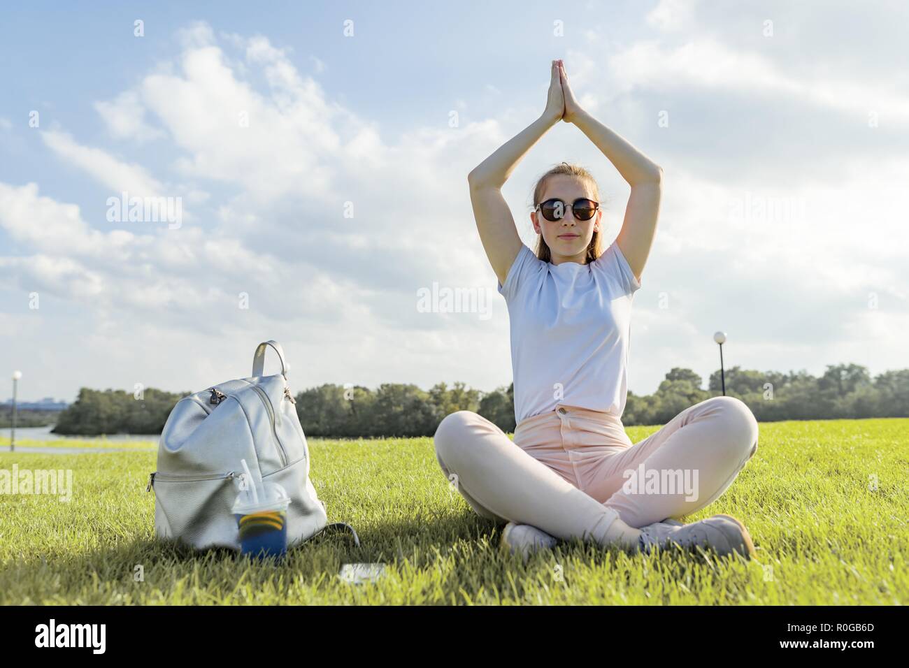 Teen meditating hi-res stock photography and images - Alamy