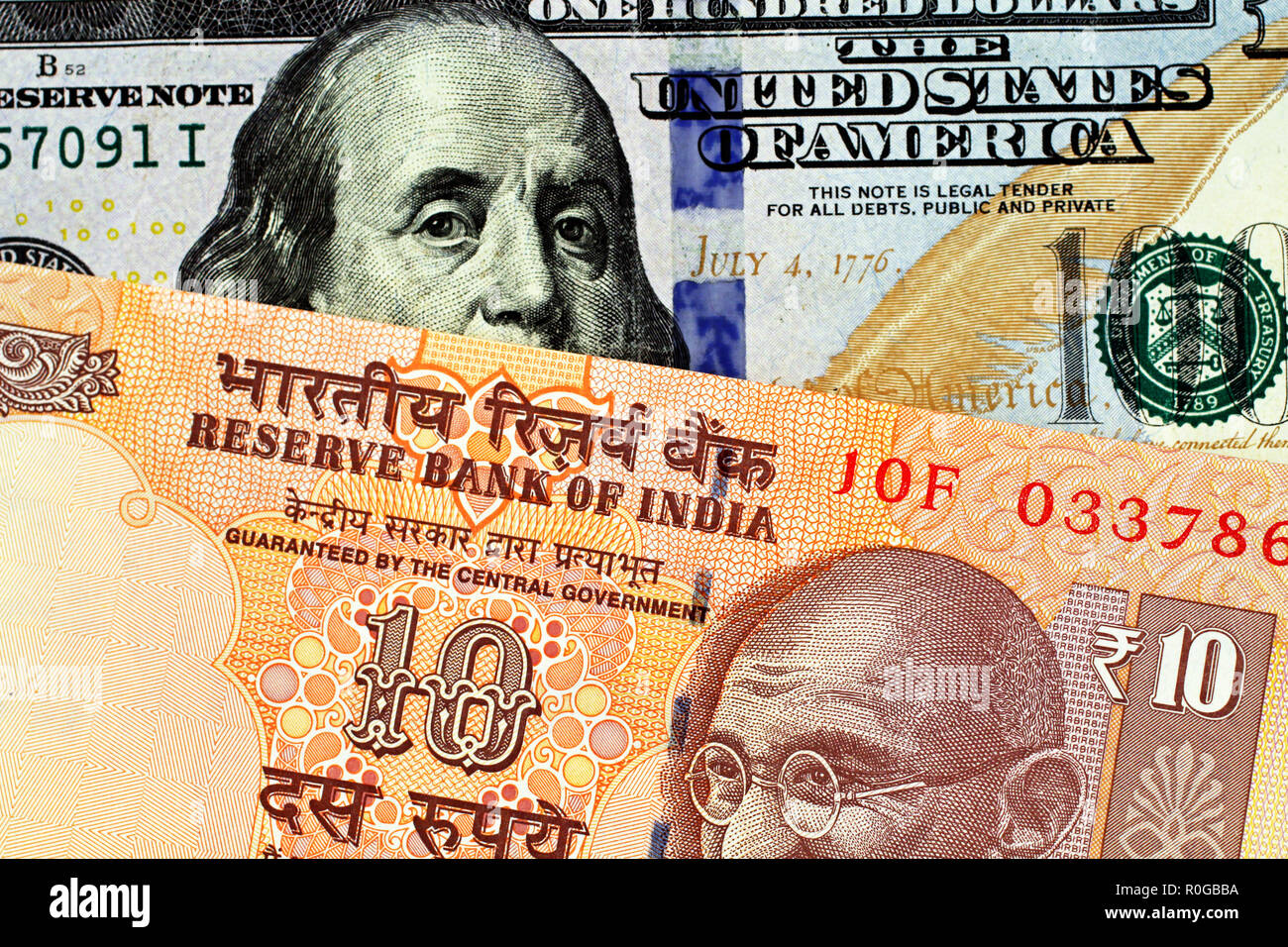 Indian rupee note american dollar hi-res stock photography and images ...