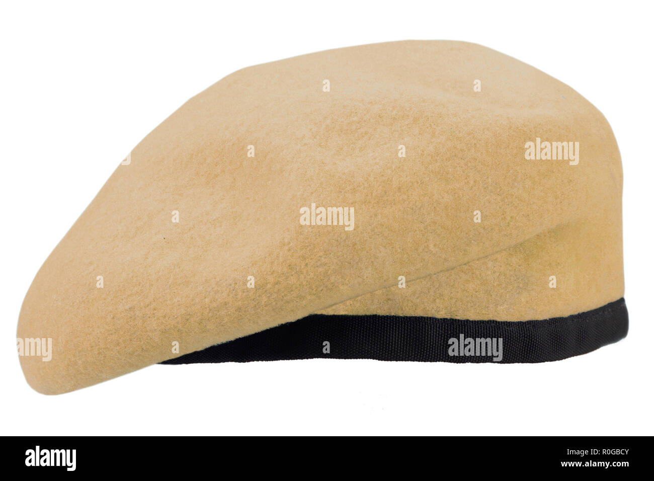 Army uniform tan colour beret isolated on white background Stock Photo ...