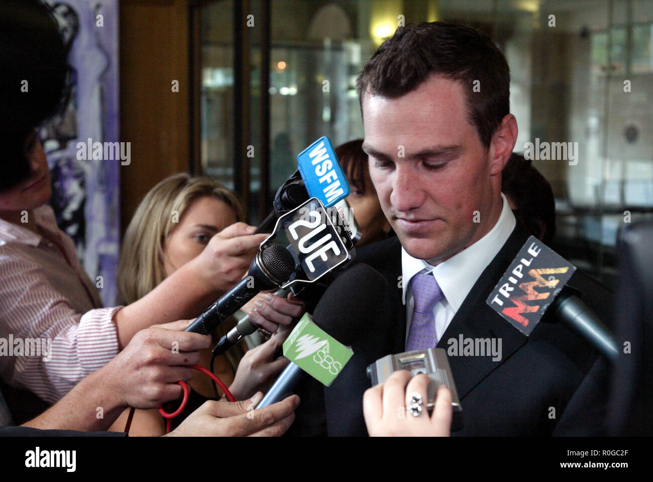 Simon Cowley leaves Downing Centre Court after the court case in which ...
