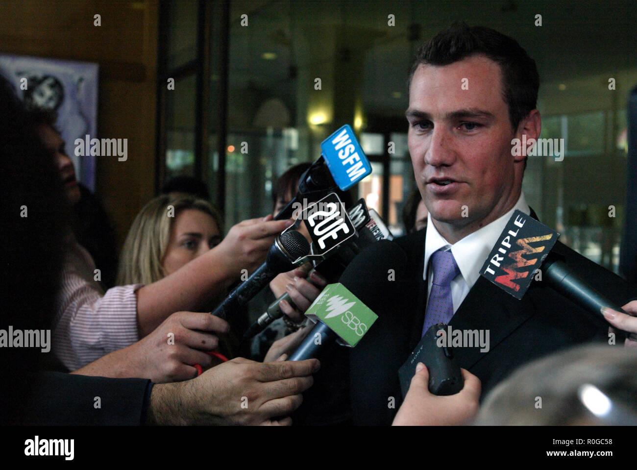 Simon Cowley leaves Downing Centre Court after the court case in which ...