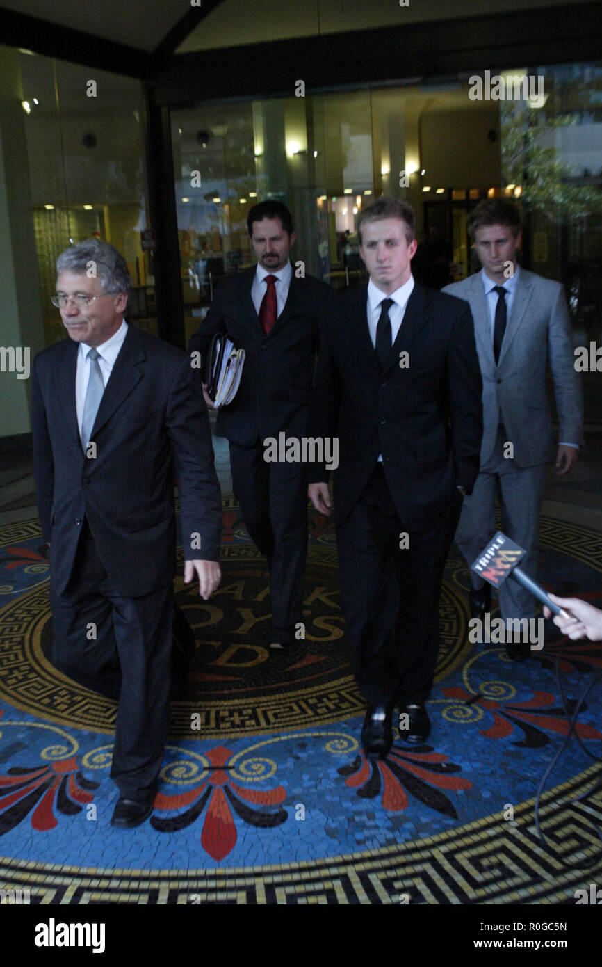 Australian swimmer Nick D'Arcy leaves Downing Centre Court after the ...