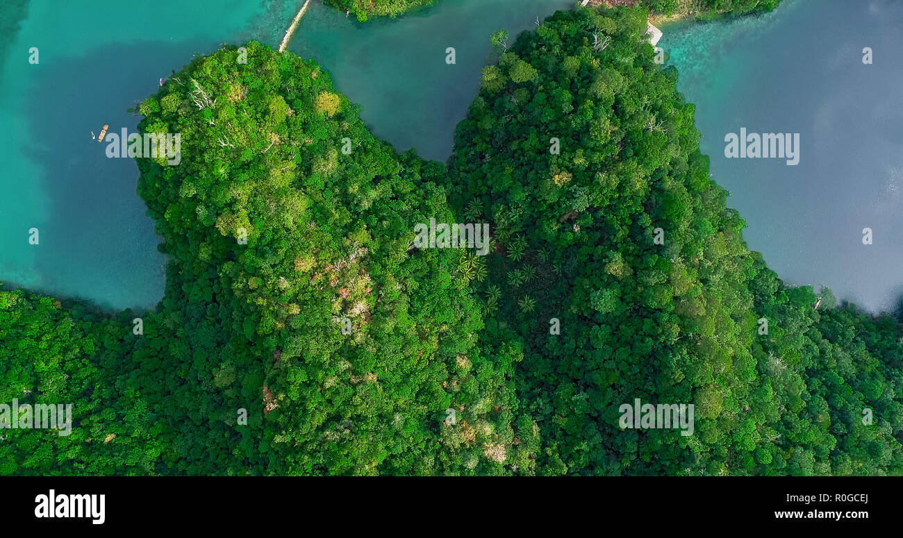 Aerial view of Sugba lagoon. Beautiful landscape with blue sea lagoon ...