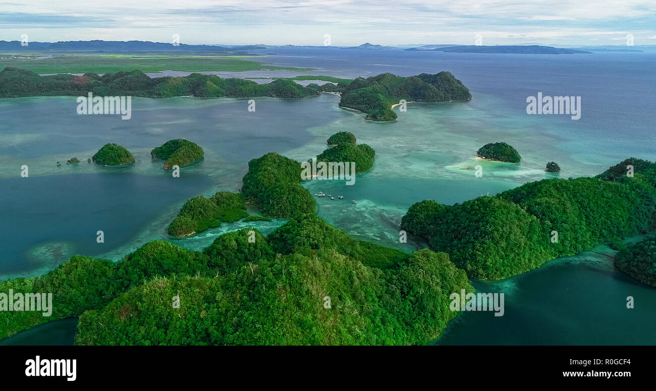 Aerial view of Sugba lagoon. Beautiful landscape with blue sea lagoon ...