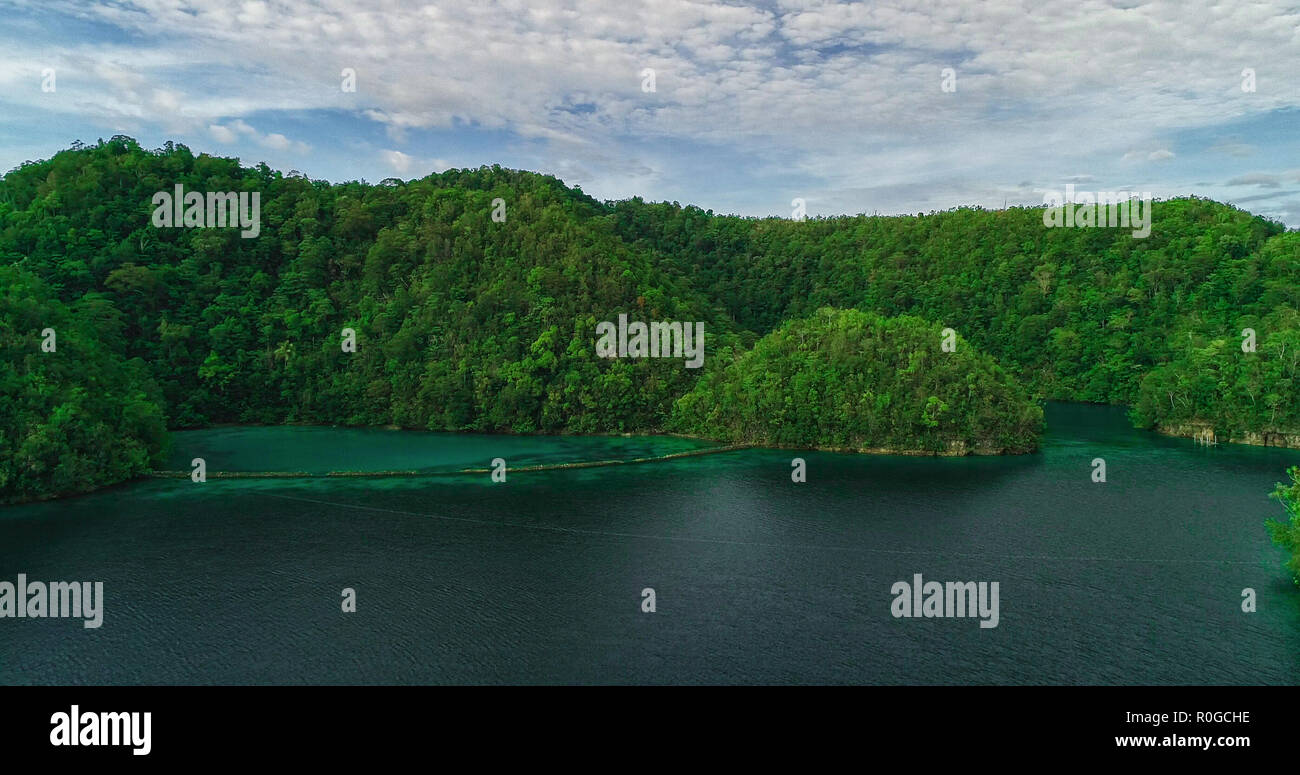 Aerial view of Sugba lagoon. Beautiful landscape with blue sea lagoon ...