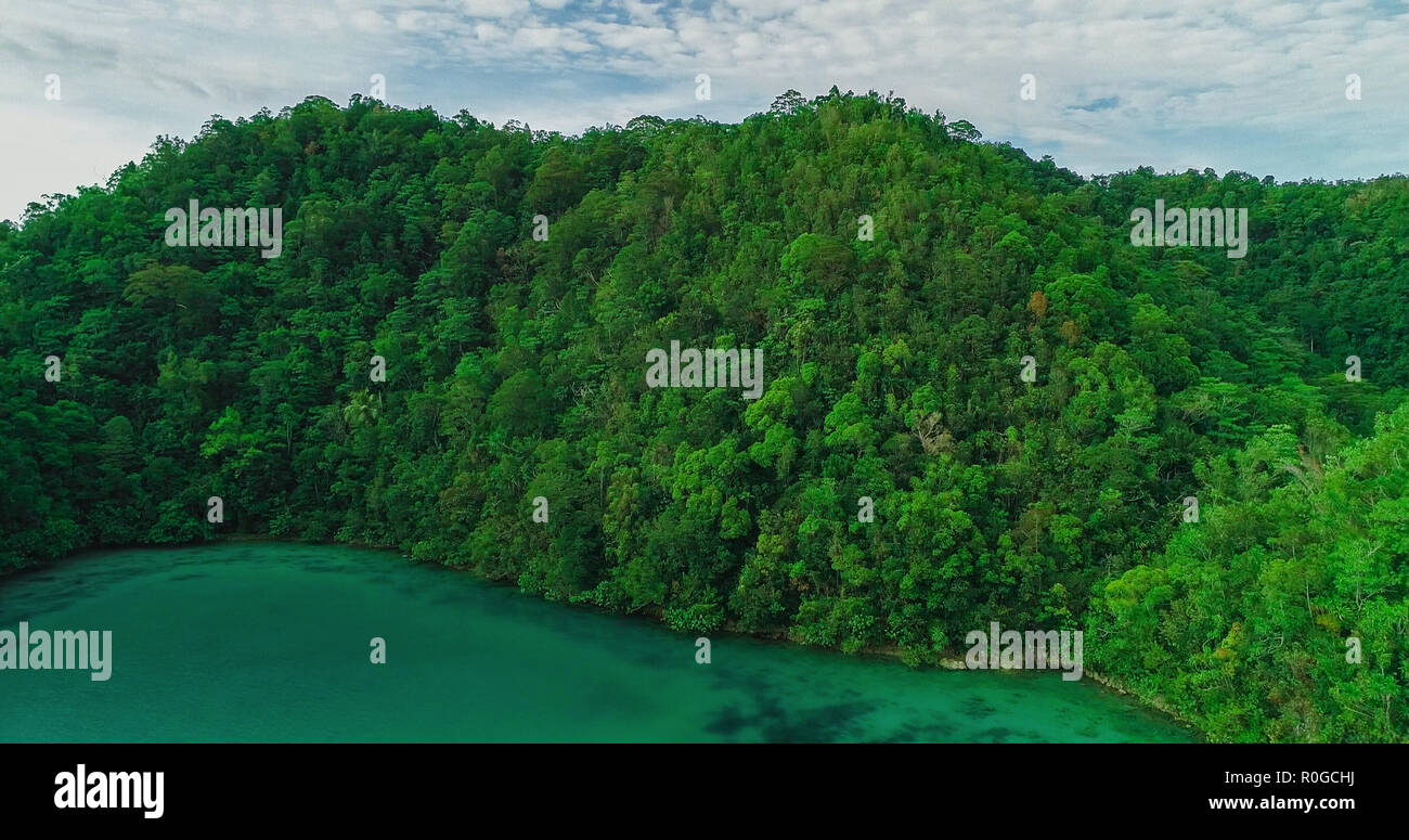 Aerial view of Sugba lagoon. Beautiful landscape with blue sea lagoon ...
