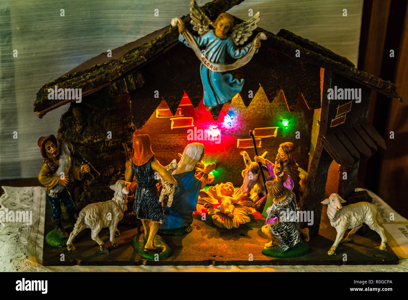 Baby Jesus, Saint Joseph and the Blessed Virgin Mary in Nativity Scene ...