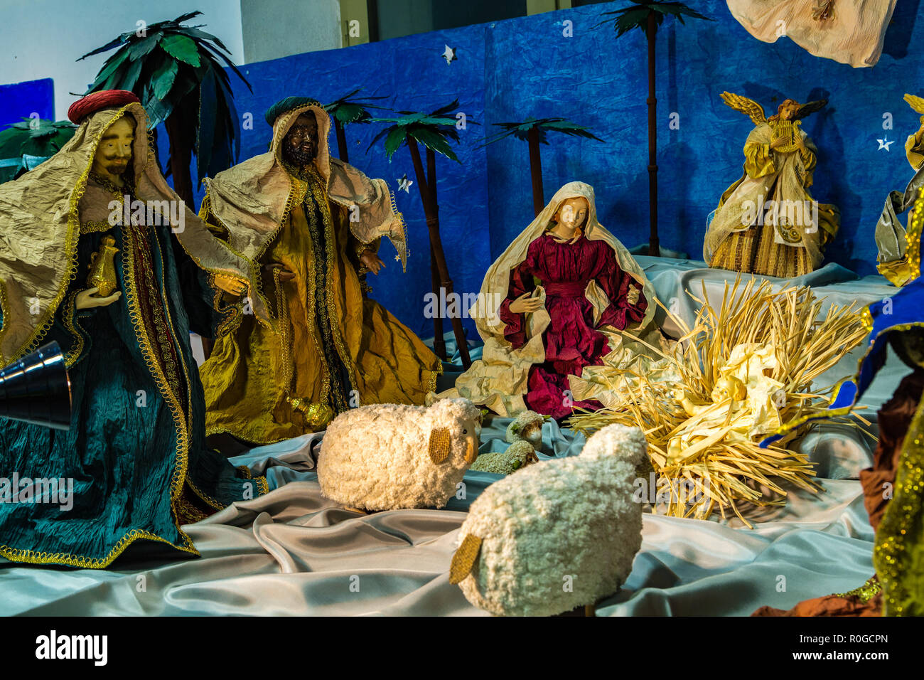 Baby Jesus, Saint Joseph and the Blessed Virgin Mary in Nativity Scene ...