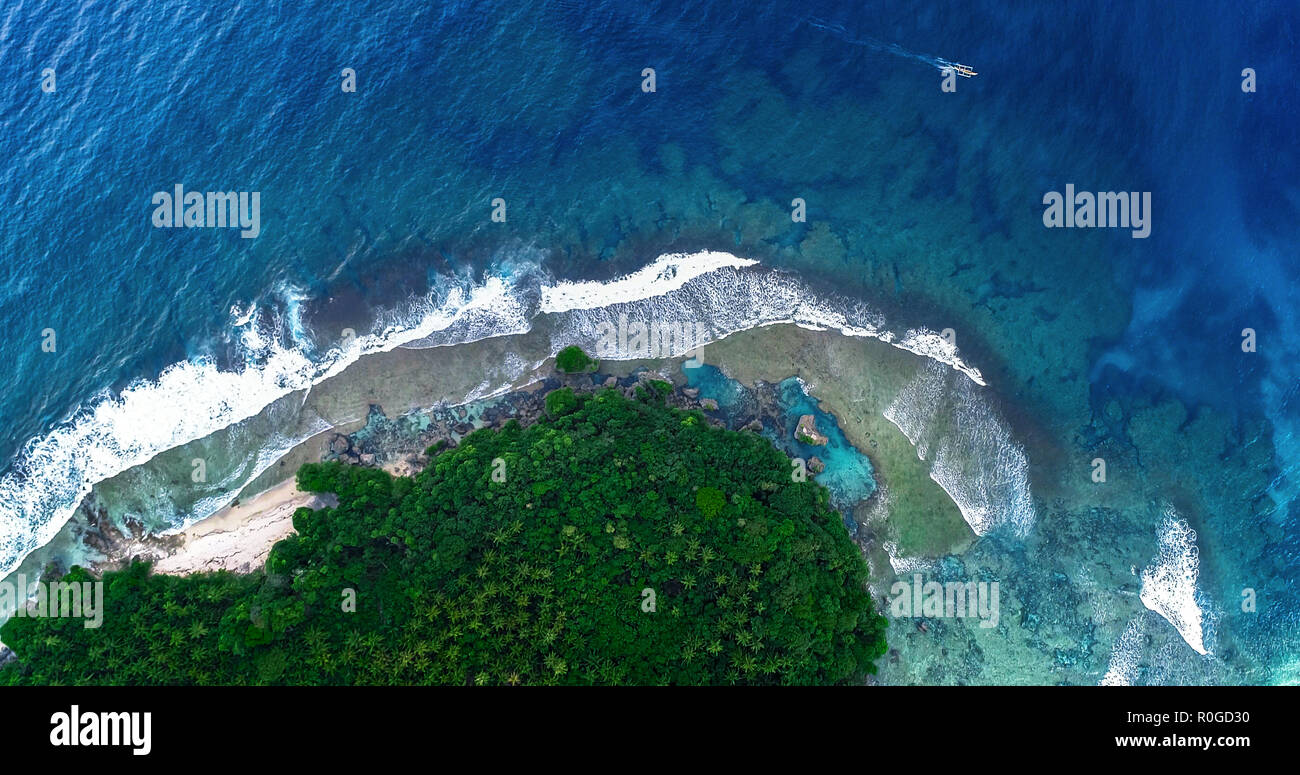 Aerial View of Siargao Island and Tropical Pacific. View from Drone ...